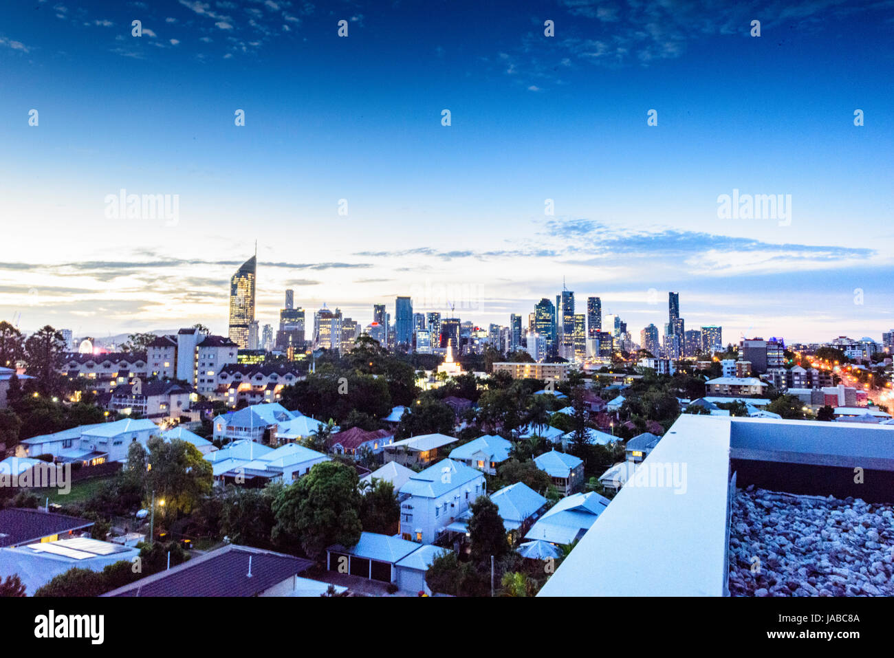 Brisbane City skyline at sunset Stock Photo - Alamy