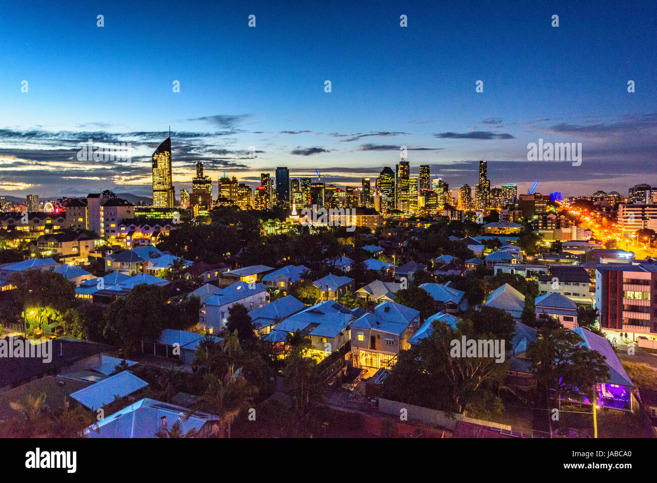 Brisbane City skyline at sunset Stock Photo - Alamy