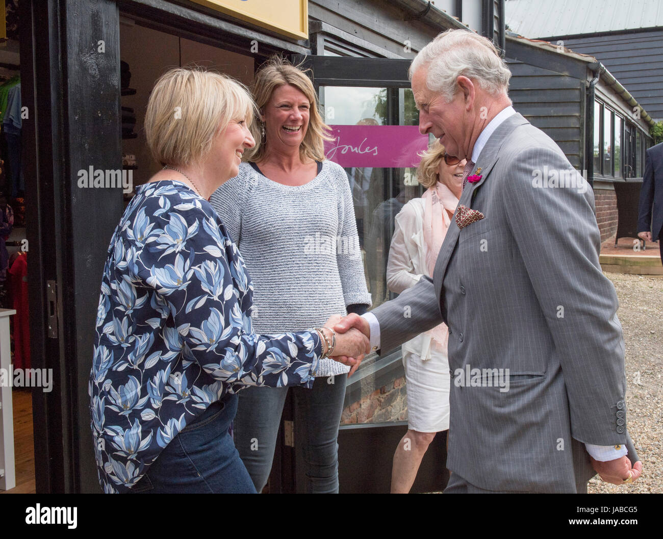 The Prince of Wales during his visit to Jimmy's Farm in Ipswich where ...