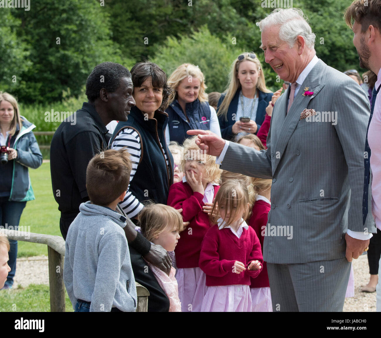 The Prince of Wales during his visit to Jimmy's Farm in Ipswich where ...