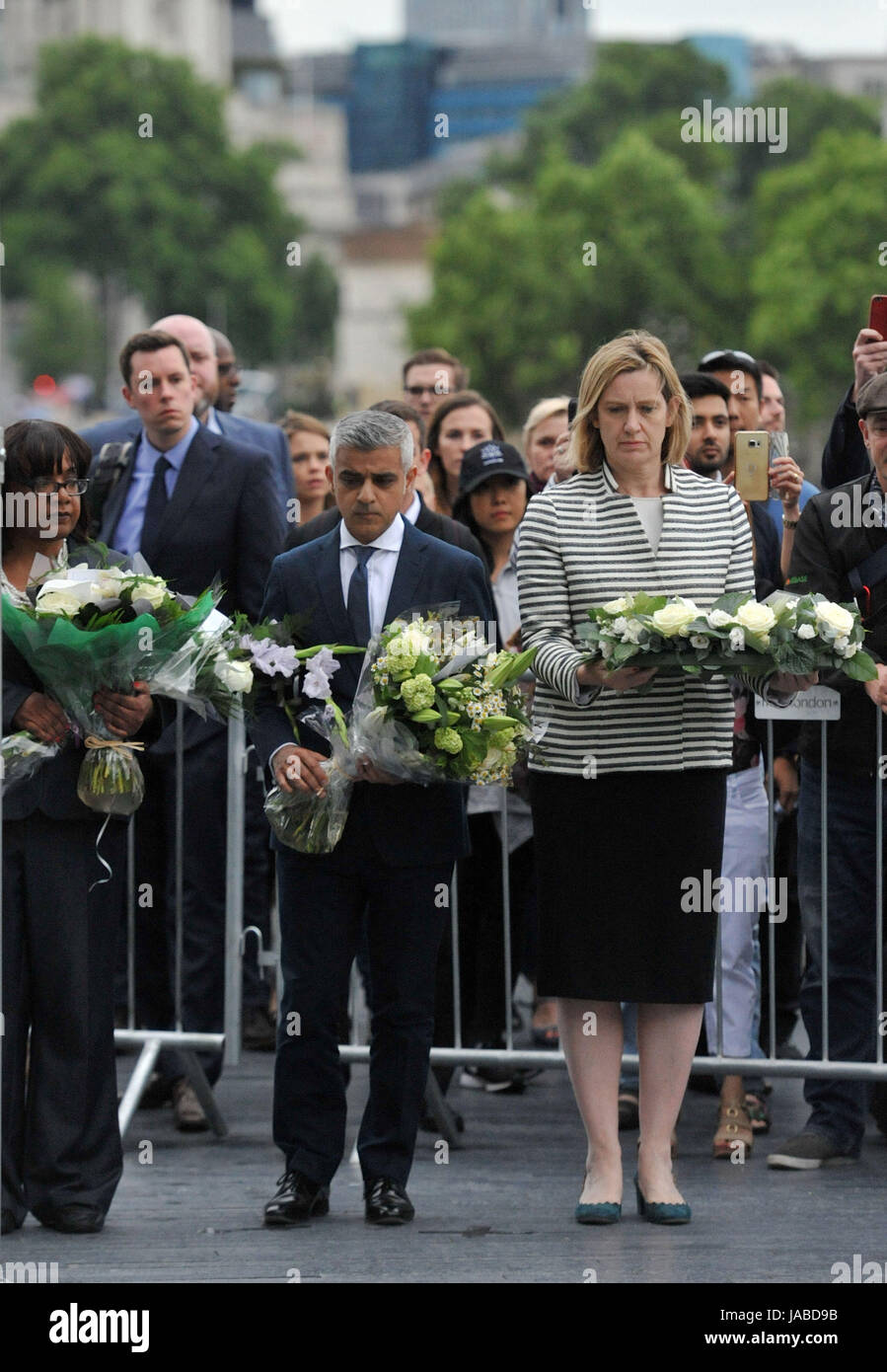 Shadow Home Secretary Diane Abbott (left), Mayor of London Sadiq Khan ...