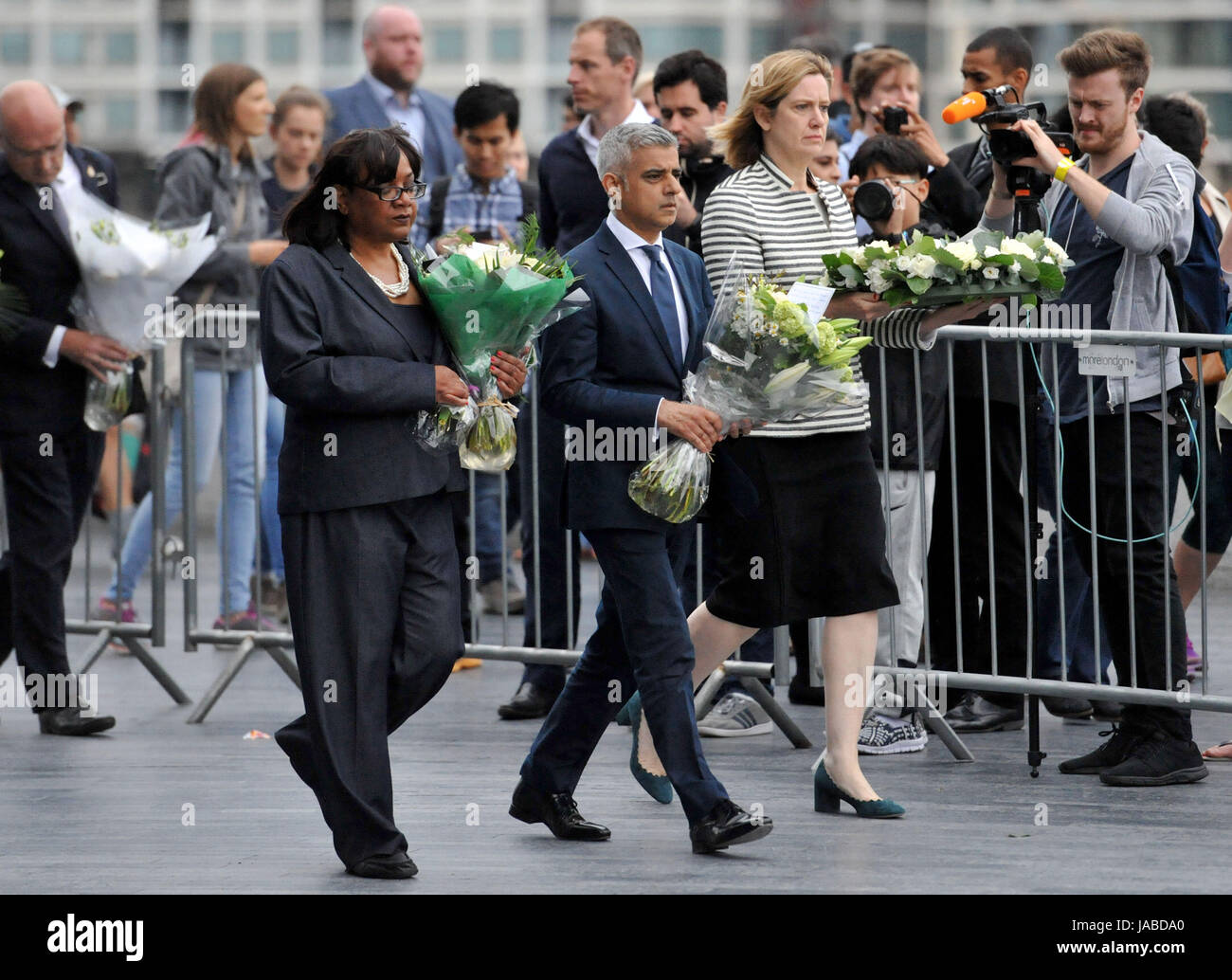 Shadow Home Secretary Diane Abbott (left), Mayor of London Sadiq Khan ...