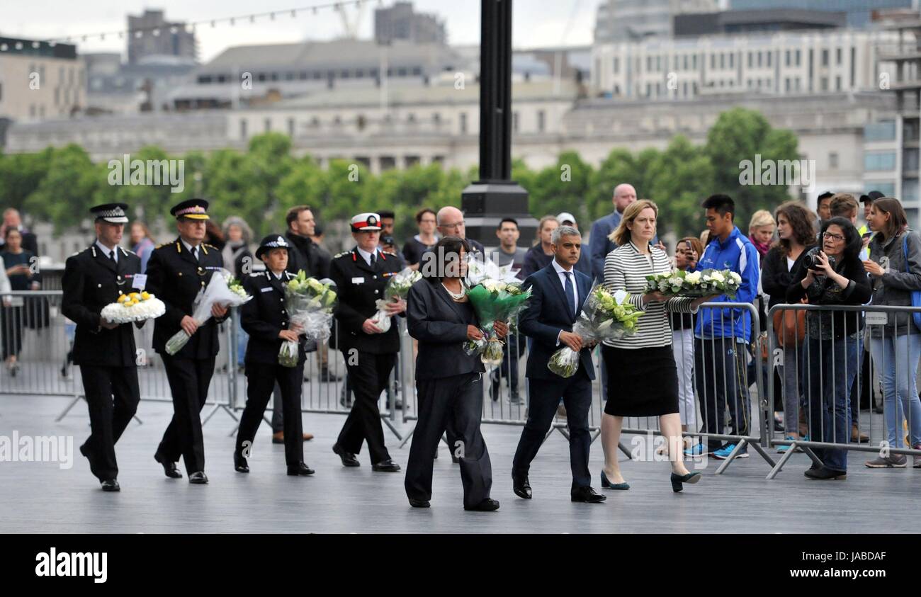 Shadow Home Secretary Diane Abbott (third right), Mayor of London Sadiq ...