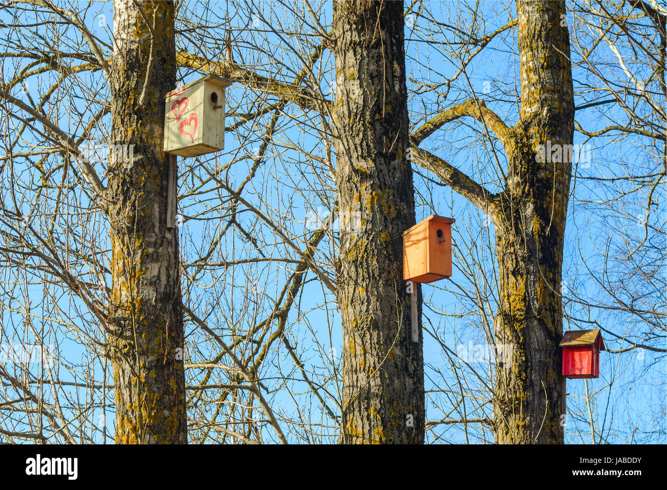 Three birdhouses hi-res stock photography and images - Alamy