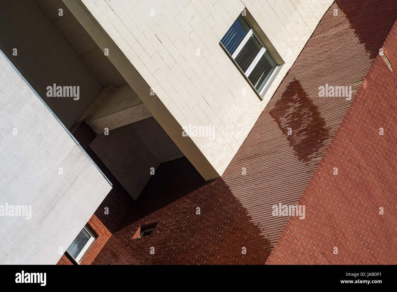 Diagonal composition of building facade. Tiles glossy wall facade of ...