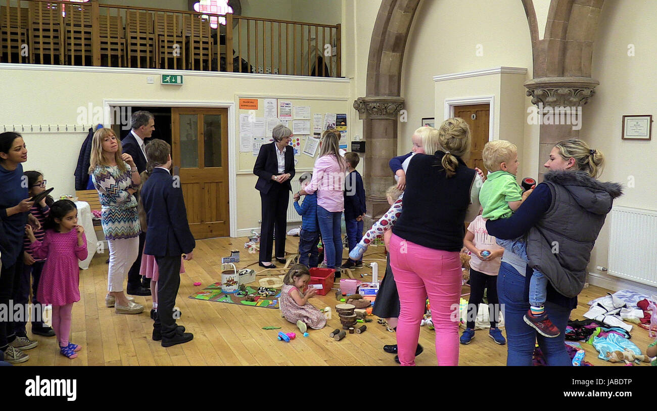 Prime Minister Theresa May meets local mums and children at Dishforth ...