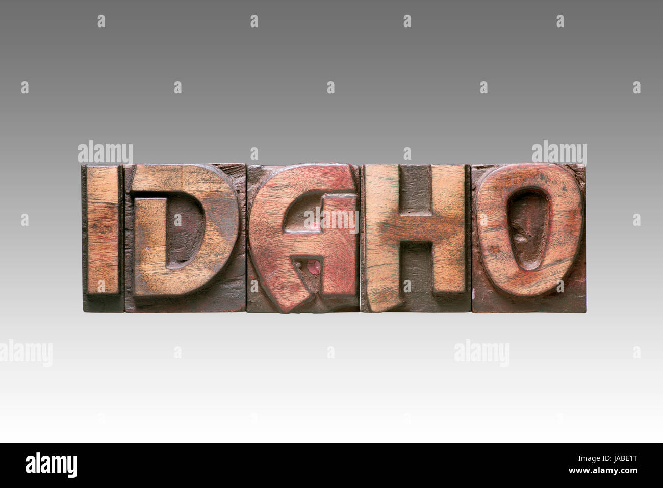 Idaho word assembled from vintage wooden typography letters isolated on ...