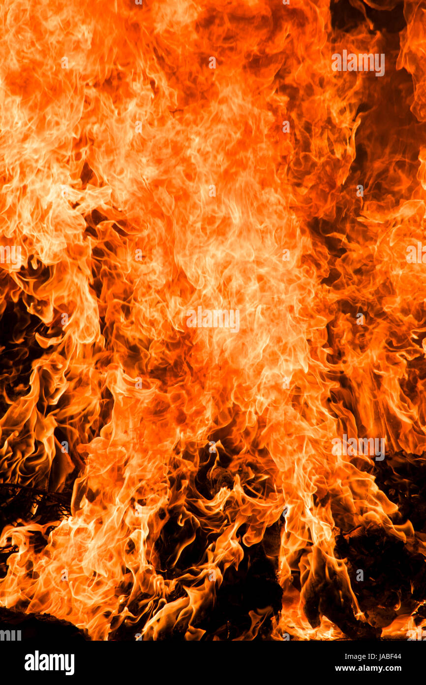 Flames on a bonfire Stock Photo - Alamy