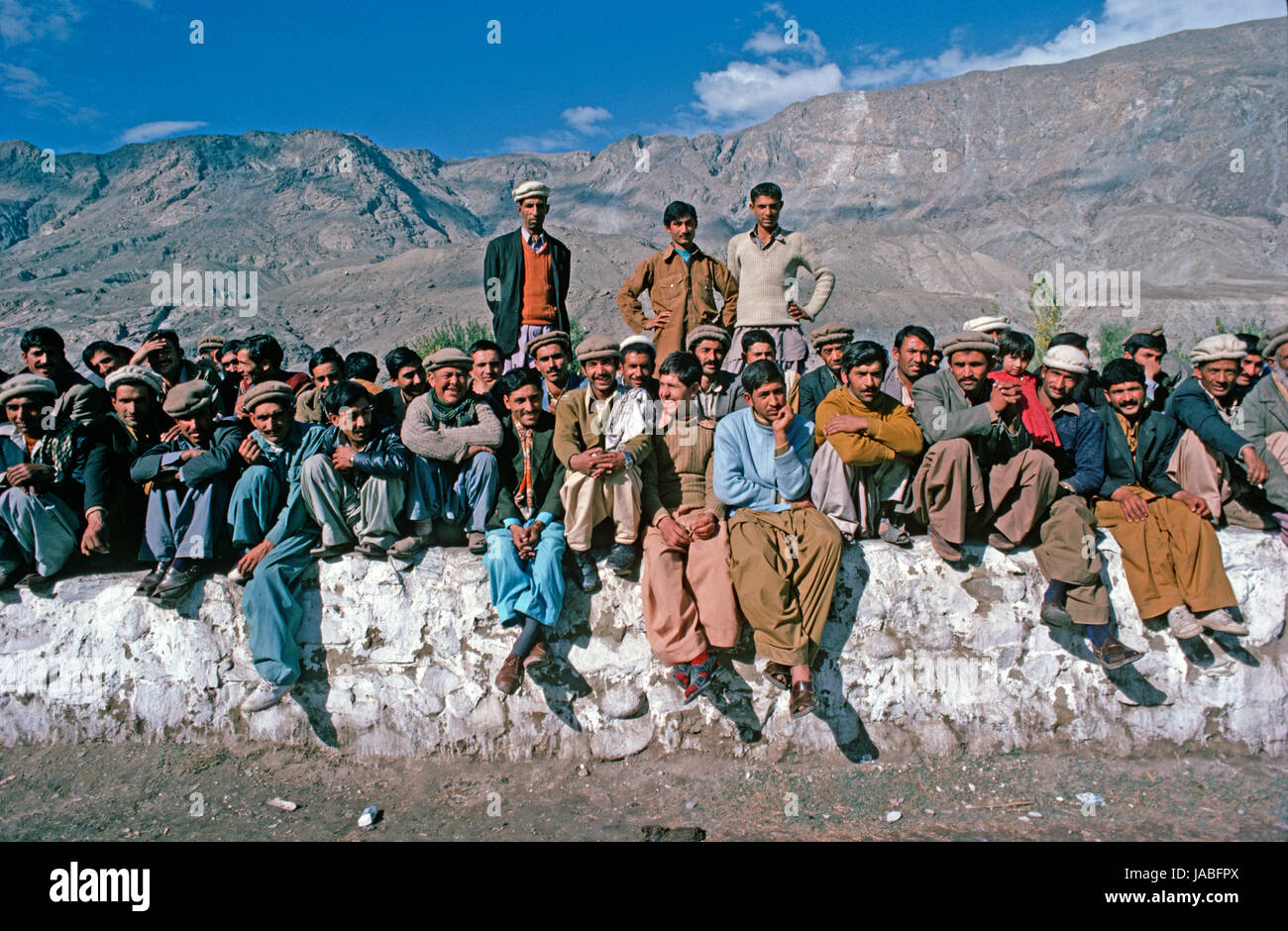 Spectators at Agha Khan Shani Polo Stadium in Gilgit, Gilgit-Baltistan Administrative Area ...