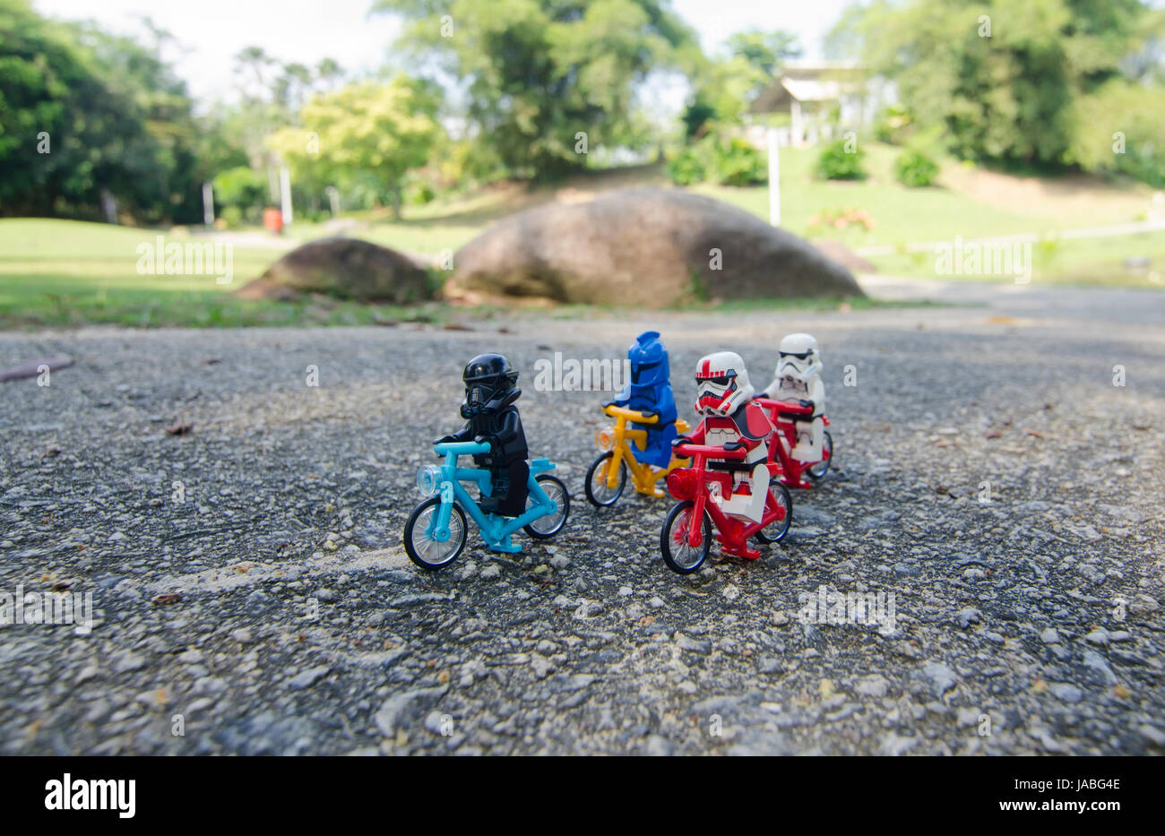 lego starwars troopers on patrol with bicycle Stock Photo - Alamy