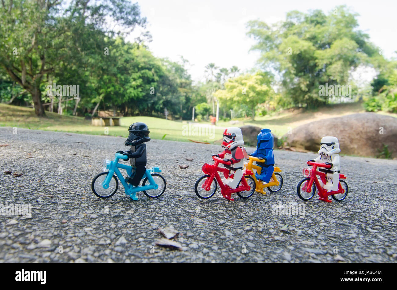lego starwars troopers on patrol with bicycle Stock Photo - Alamy