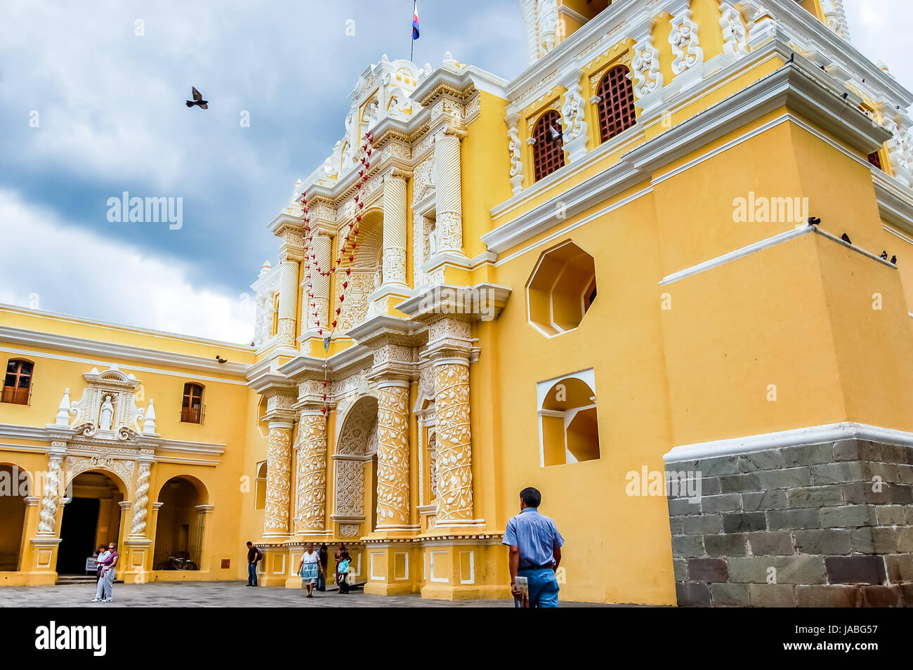 La Merced church, Antigua, Guatemala - October 1, 2009: Distinctive ...