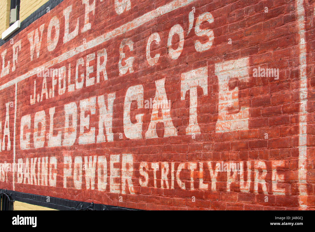 Painted brick advertisement, Silverton, Oregon Stock Photo - Alamy