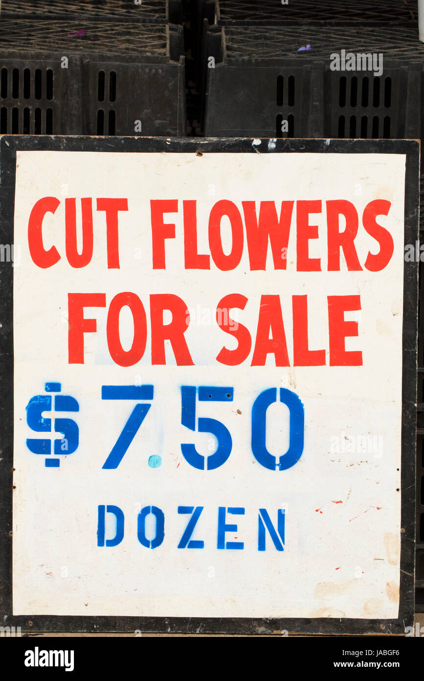 Cut flower sign, Schreiners Iris Gardens, Keizer, Oregon Stock Photo ...