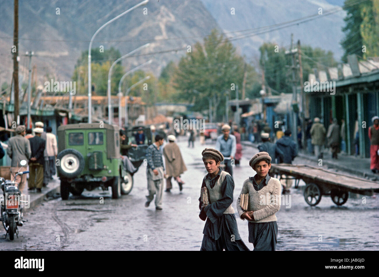 School children, Gilgit, Gilgit-Baltistan Administrative Area, Pakistan ...