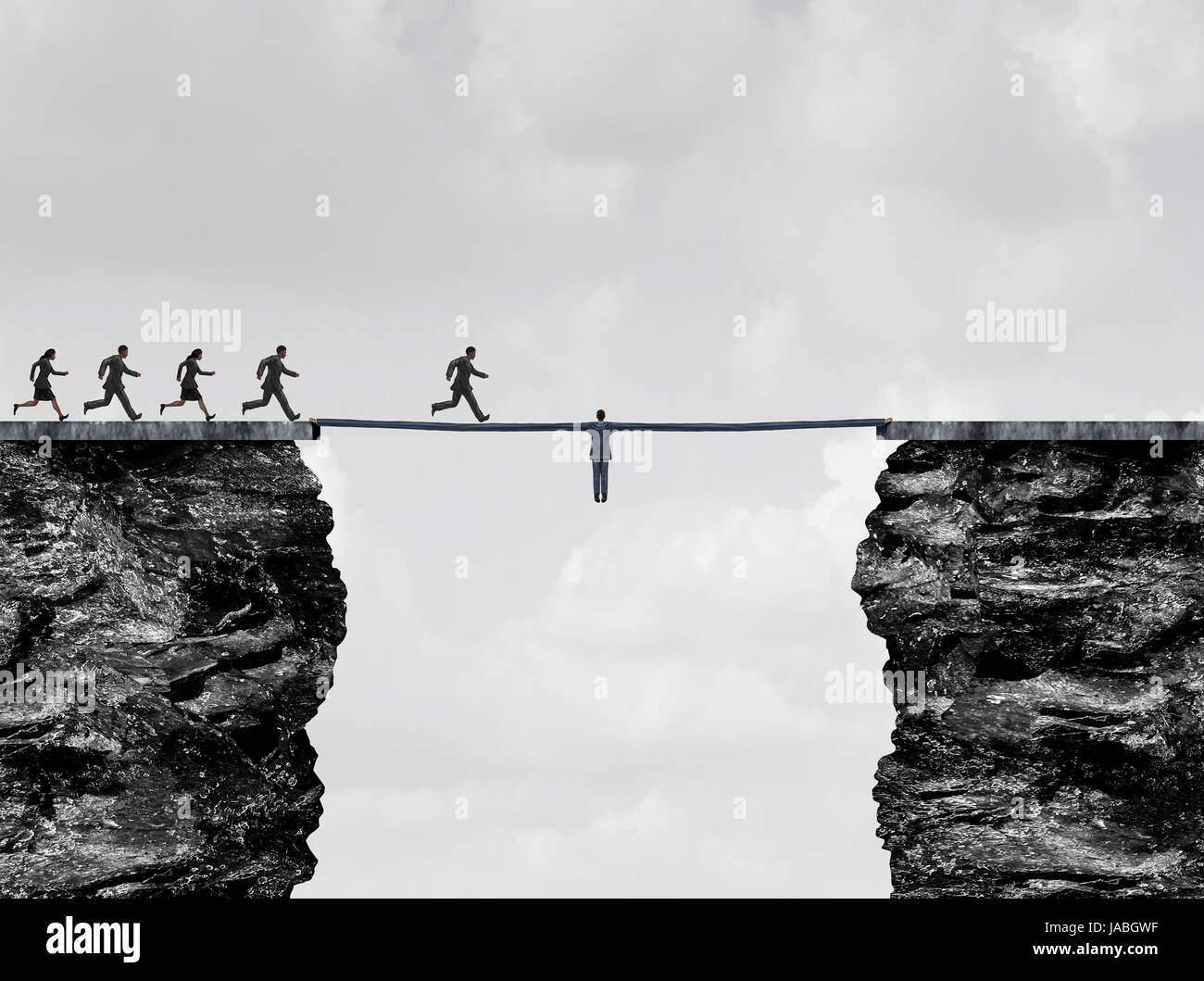 Leadership bridge business success concept as a leader businessman with ...