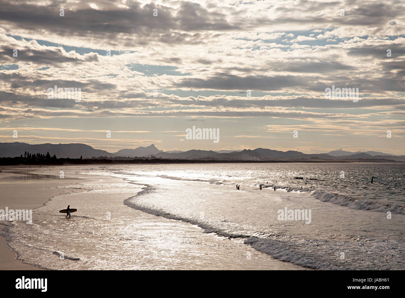 Sunset over main beach at Byron Bay Stock Photo - Alamy