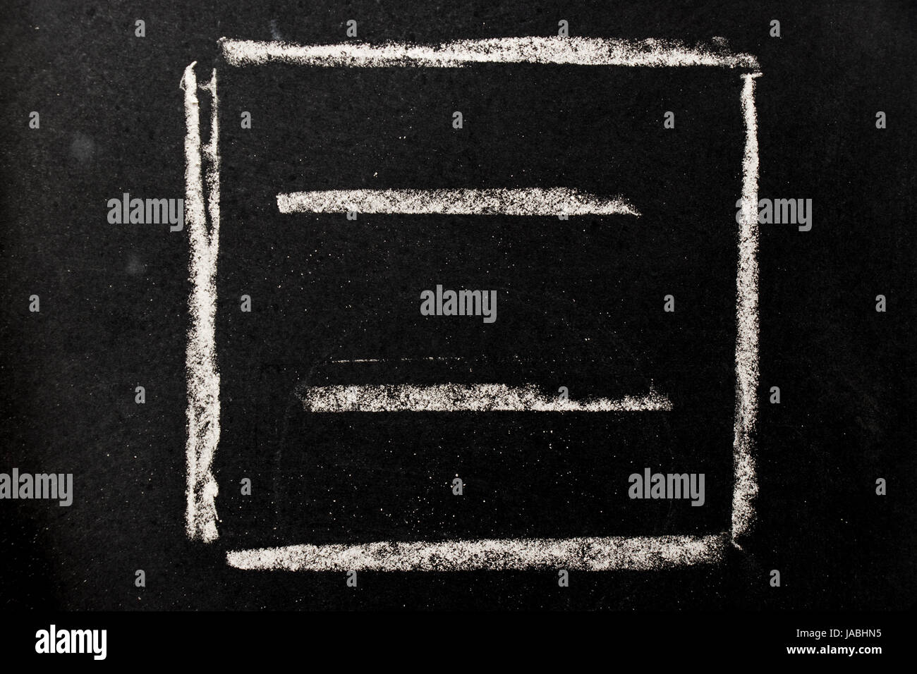Chalk drawing as square shape as blank stamp or seal on blackboard ...