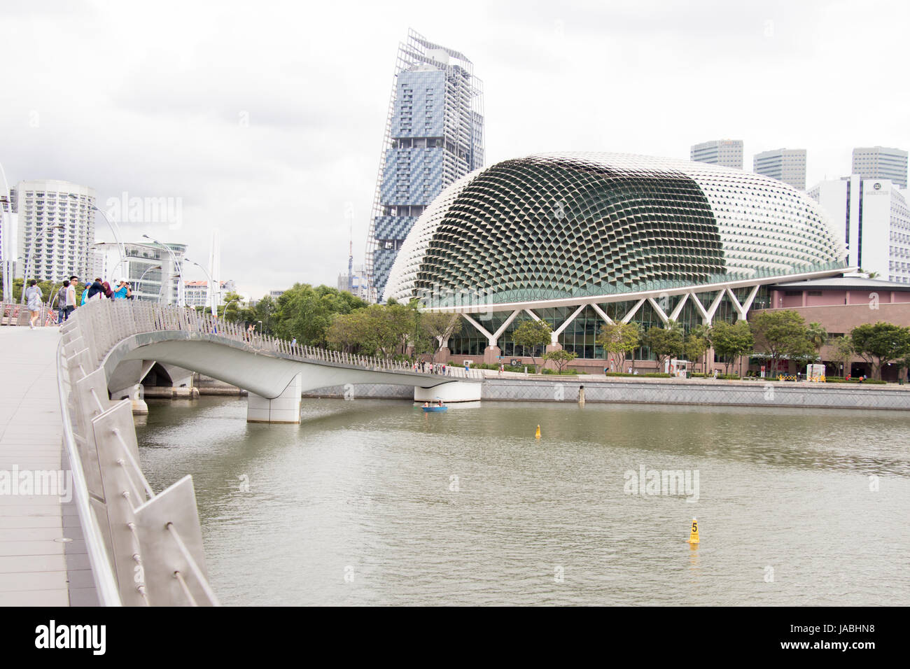 Singapore, May 10, 2017 : Esplanade building in Singapore background ...