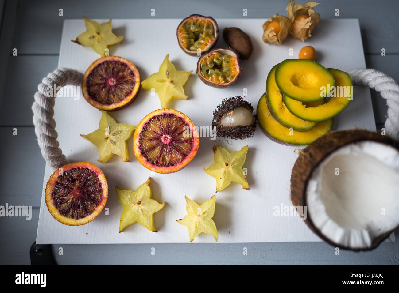 Exotic fruit platter Stock Photo - Alamy