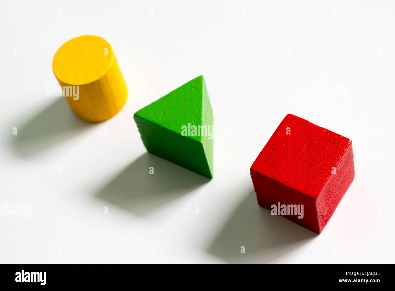 Set of colorful wooden shape toy (Square, triangle, round) on white ...