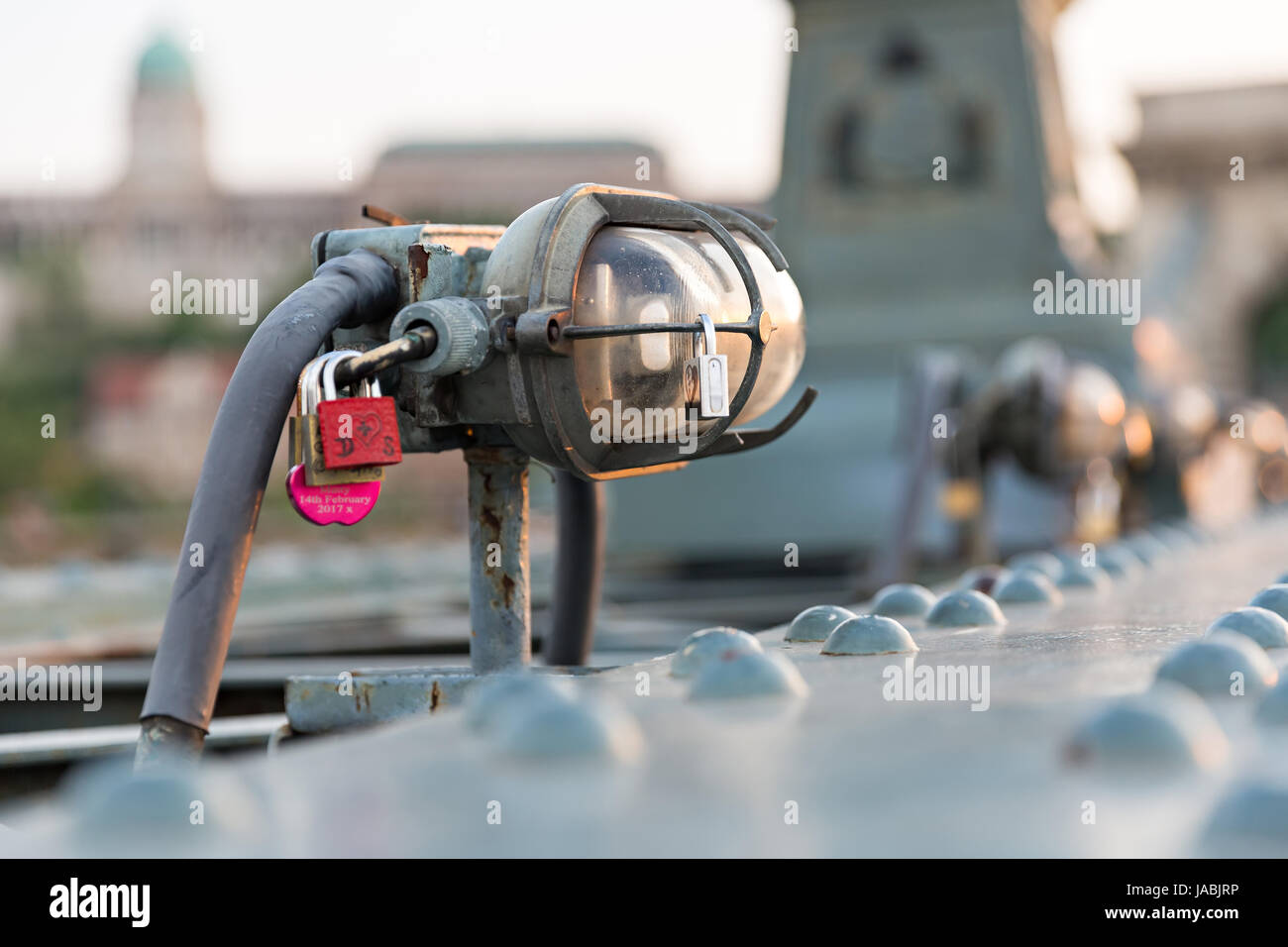 padlocks on chain bridge in Budapest Stock Photo - Alamy