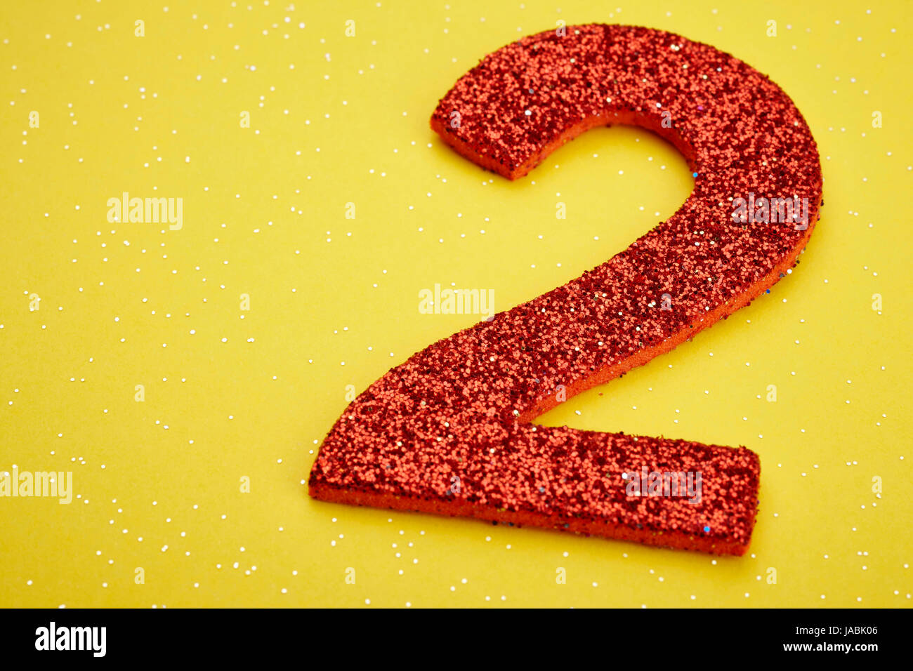 Number two red color over a yellow background. Anniversary. Horizontal ...