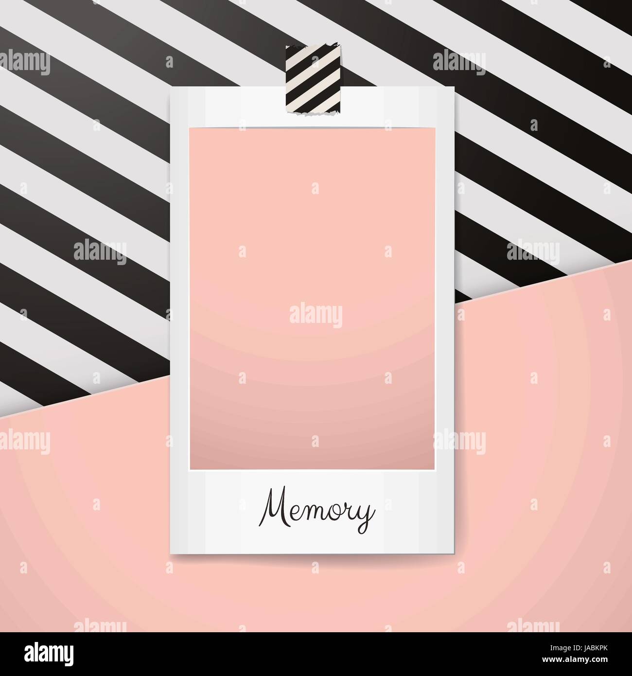 Retro photo frames hanging on the rope over pink background Stock ...