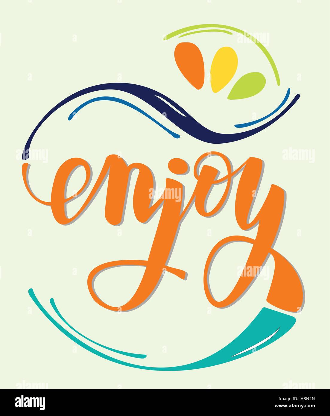 Enjoy - Lettering logo colorful and beautifully designed for postcards ...