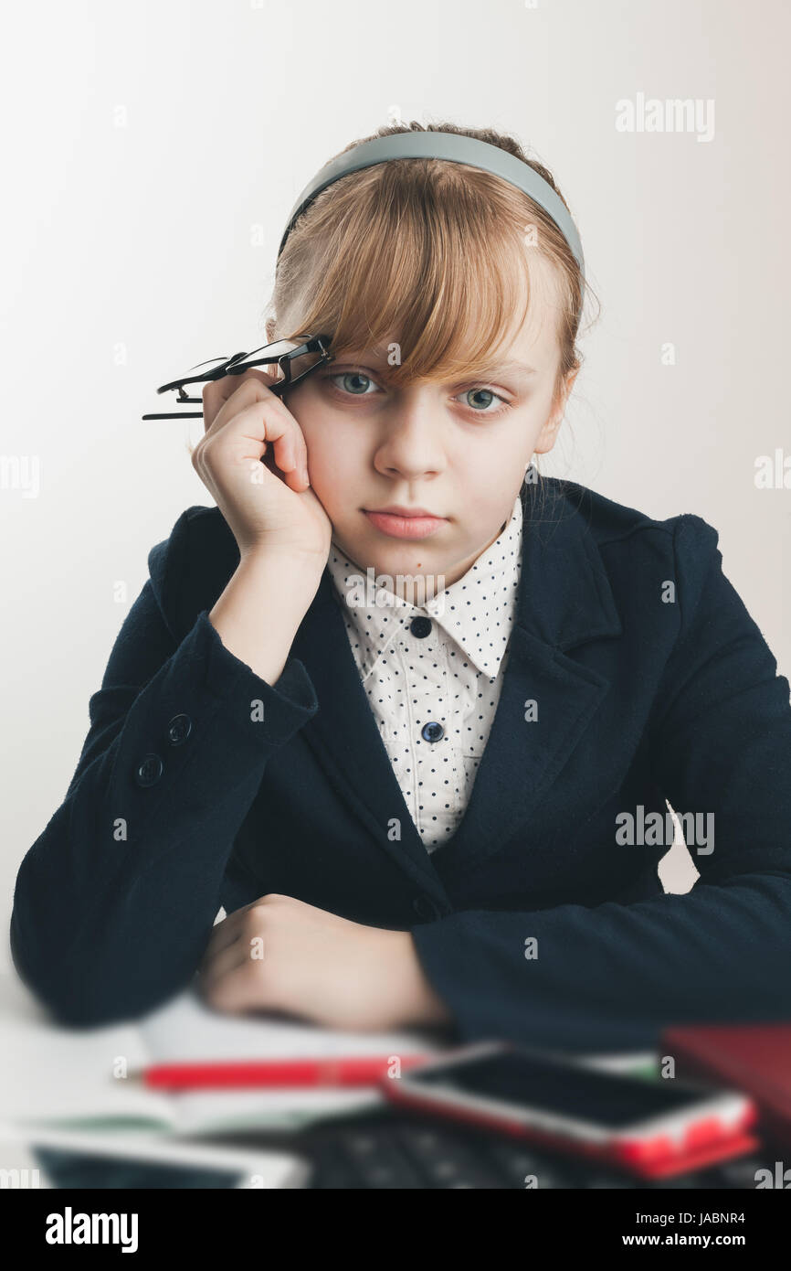 Table and school kid and sad hi-res stock photography and images - Alamy