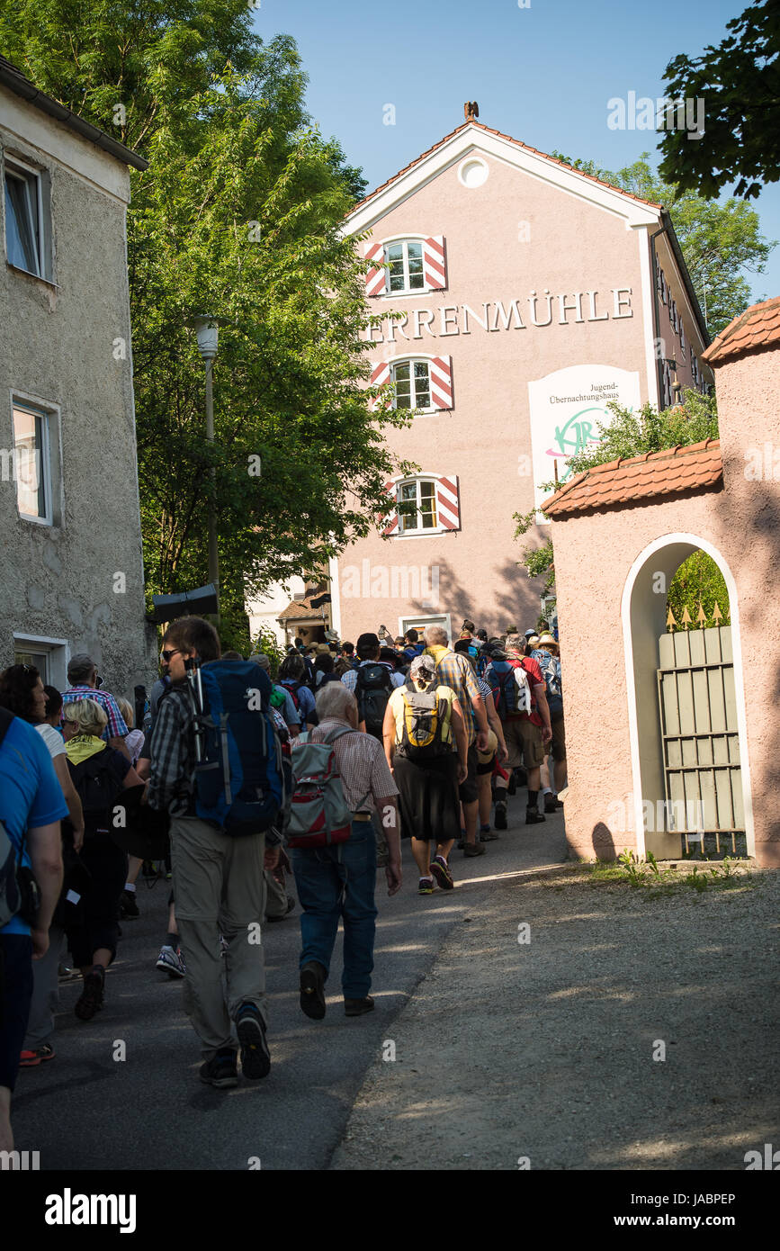 Altoetting,Germany-June 03,2017:People walk in the procession as it ...