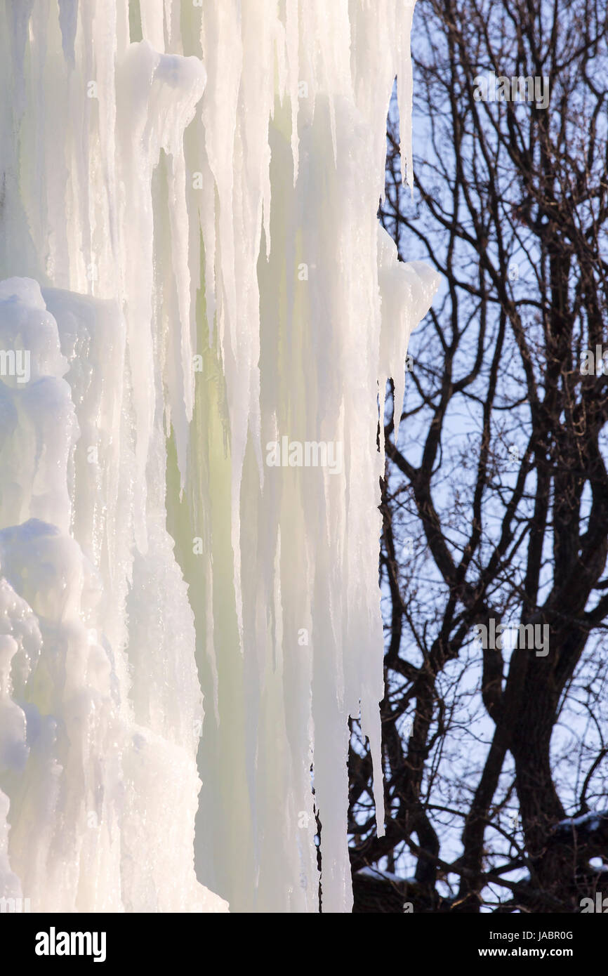 Icicles of ice in the winter of a frozen waterfall Stock Photo - Alamy