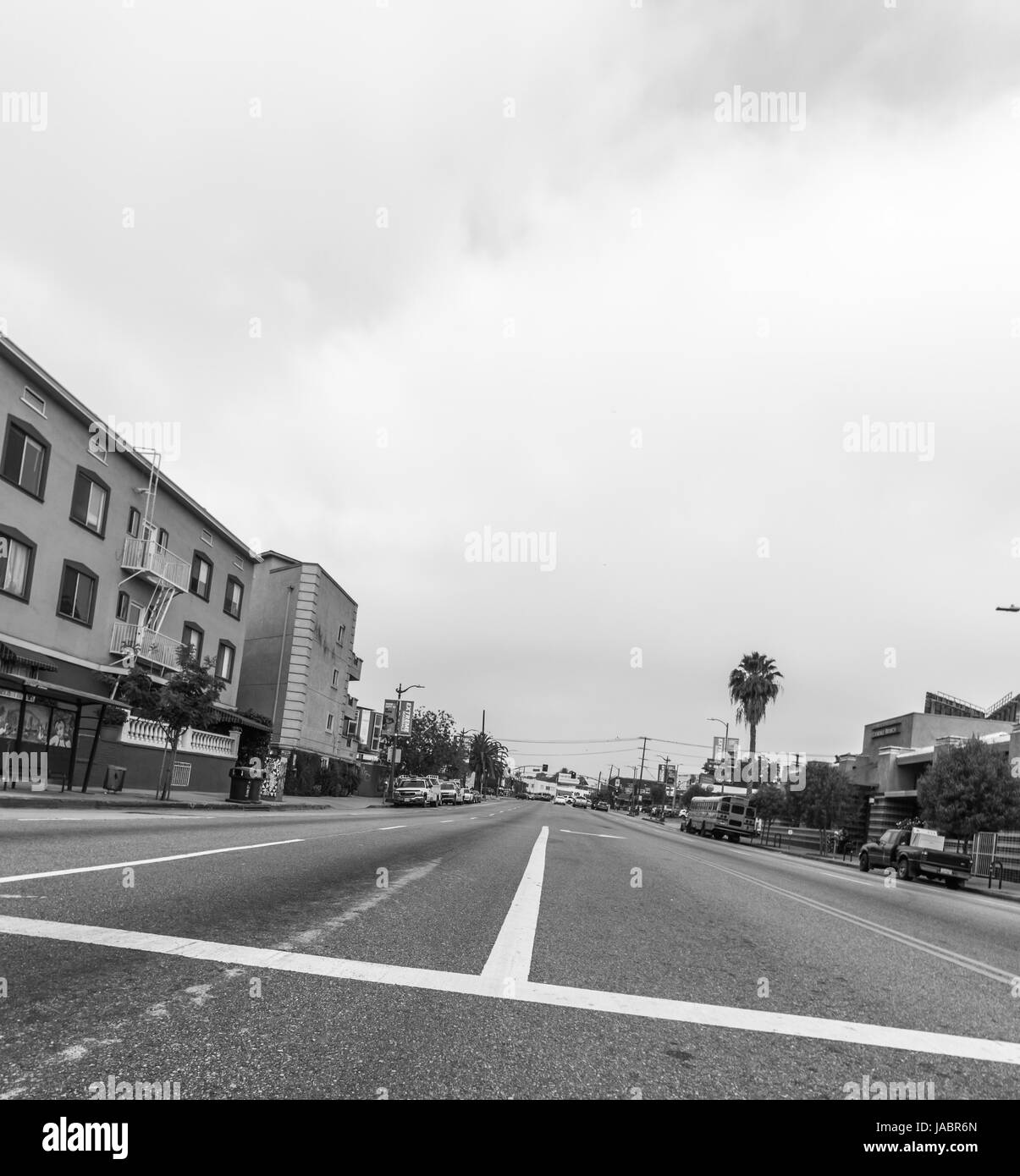 City street sunset cars Black and White Stock Photos & Images - Alamy