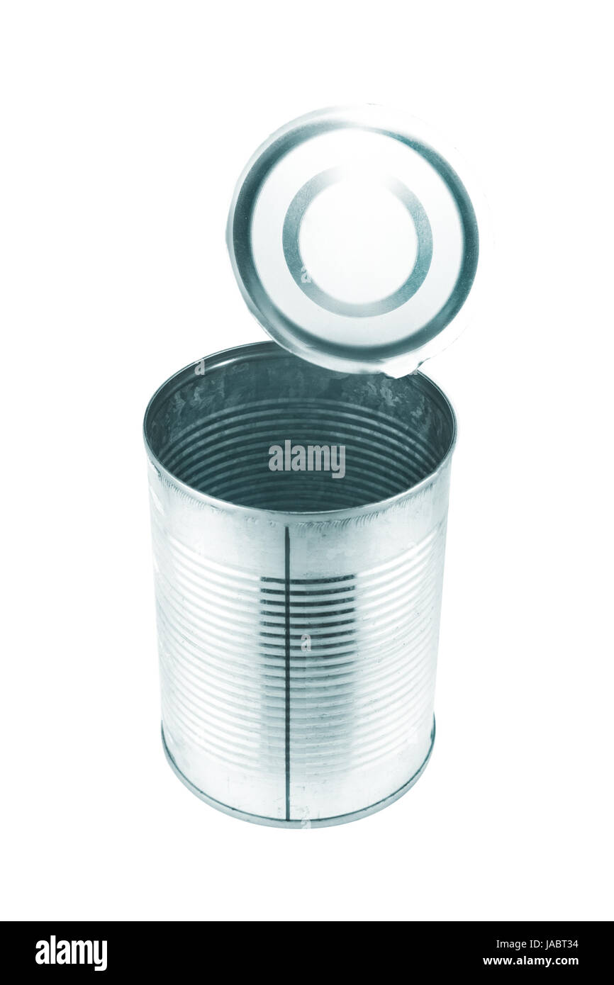 open and empty can on white background with a clipping path (with ...