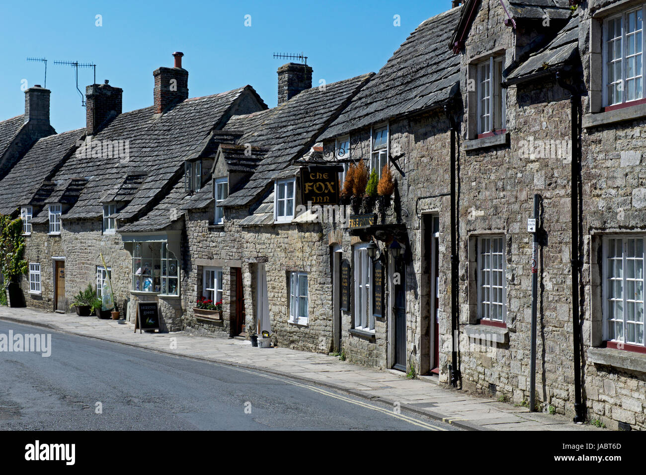 West Street, in the village of Corfe Castle, Dorset, England UK Stock ...