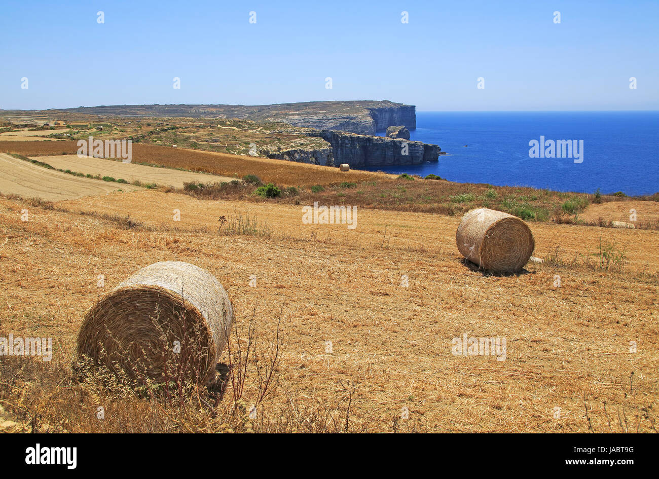 Coastal landscape near Gharb, island of Gozo, Malta view to San Dimitri ...