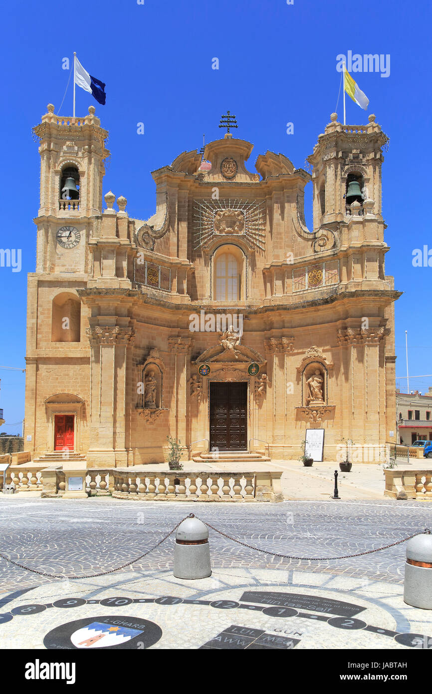 Eighteenth century village parish church at Gharb, island of Gozo ...