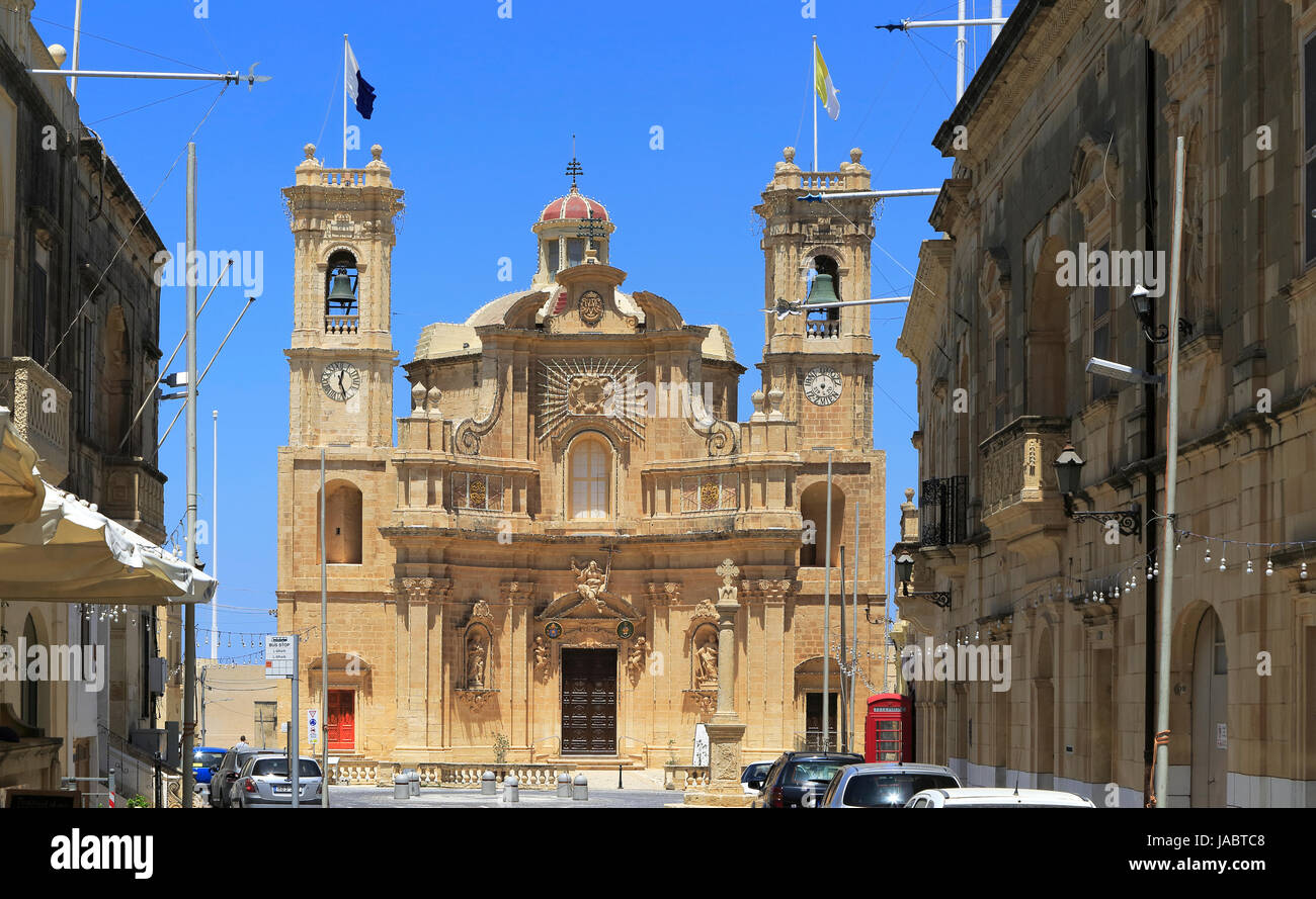 Eighteenth century village parish church at Gharb, island of Gozo ...