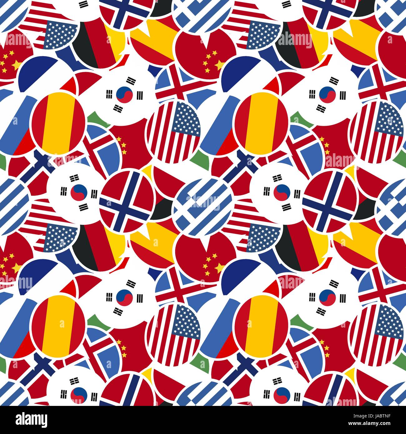 A lot of colourful speech bubbles with different countries flags in ...