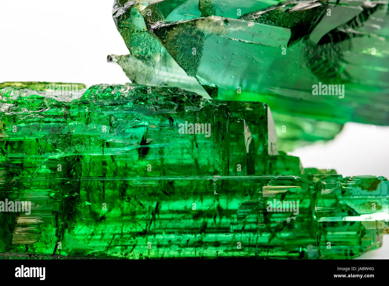 Detail of brazilian green tourmaline crystal with its texture, colors ...