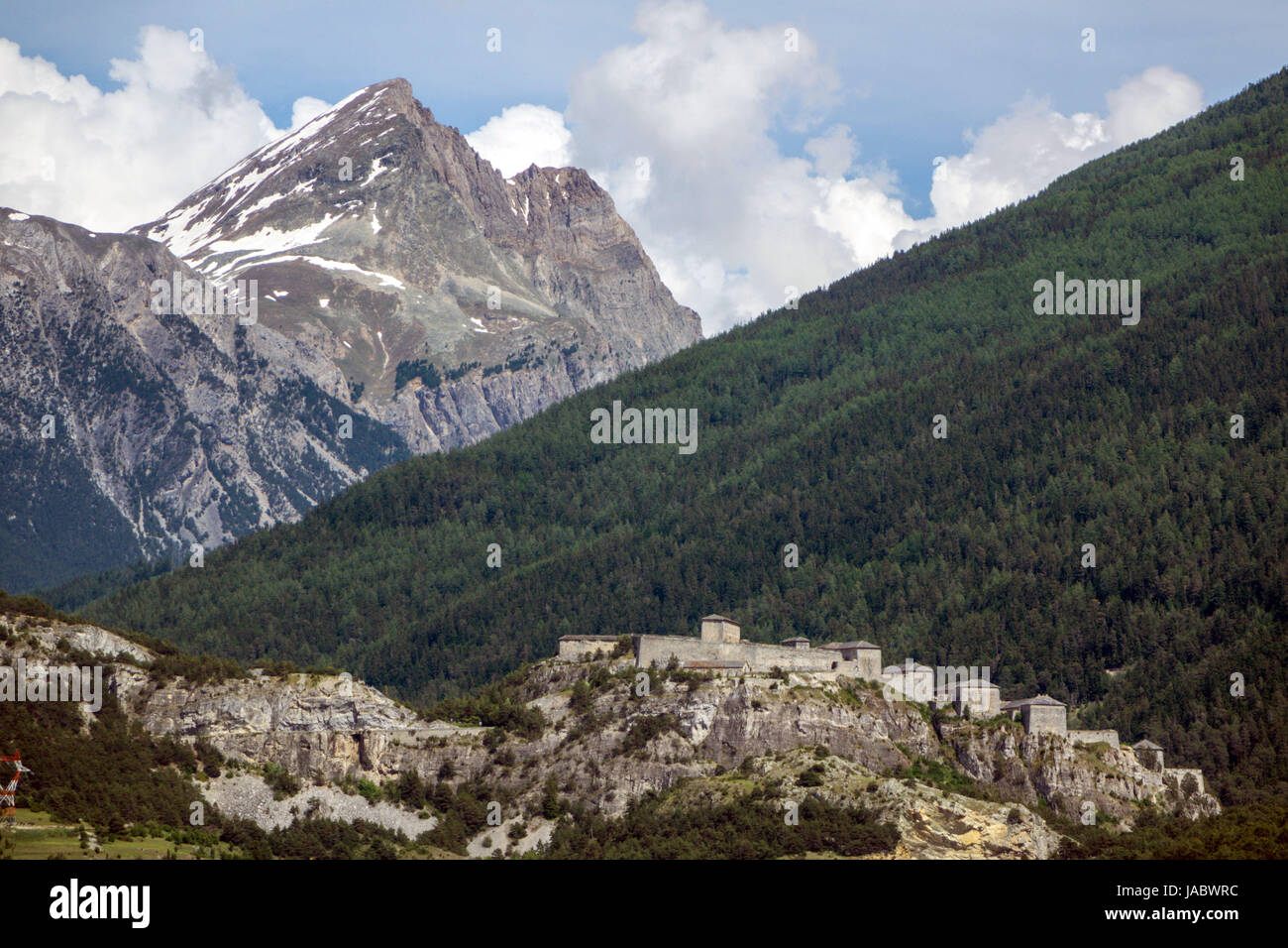 Fort Victor-Emmanuel on a rocky ridge above Modane, France Stock Photo ...