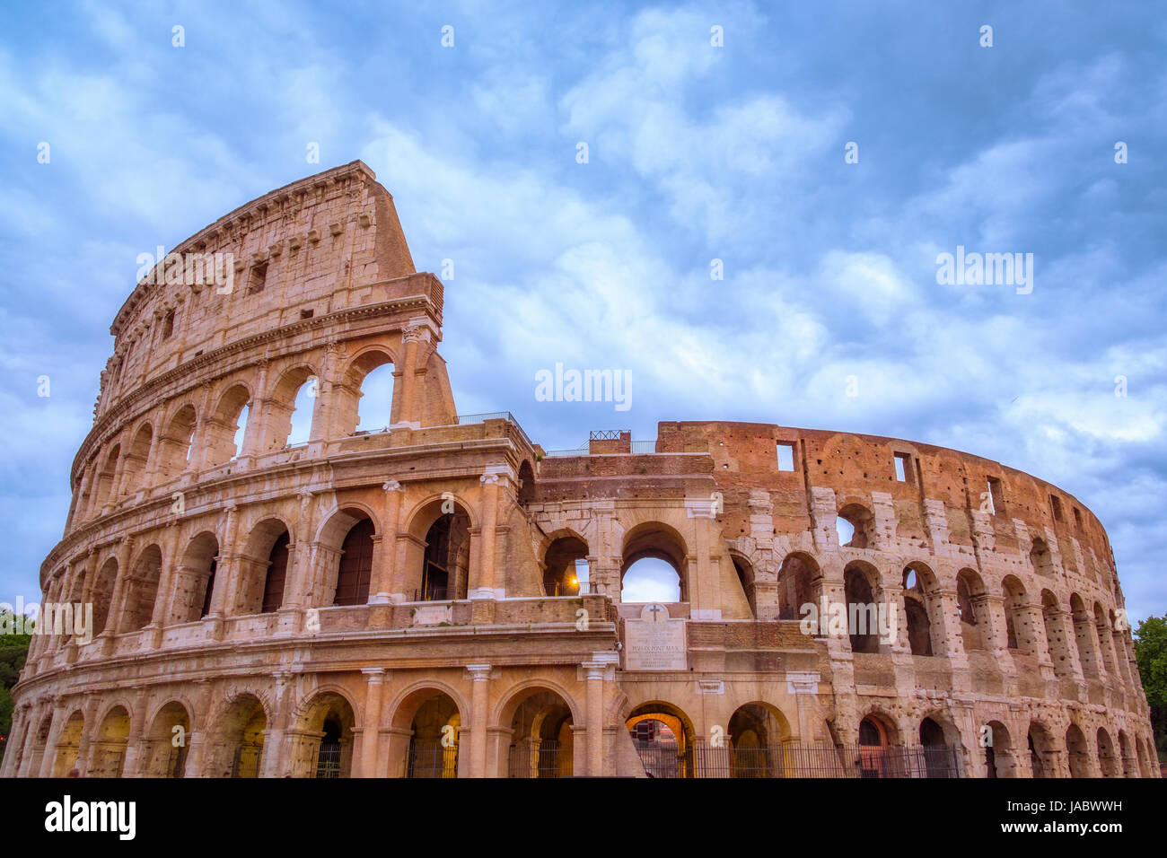 Front view of Roman Colosseum with dramatic sky, Rome, Italy Stock ...