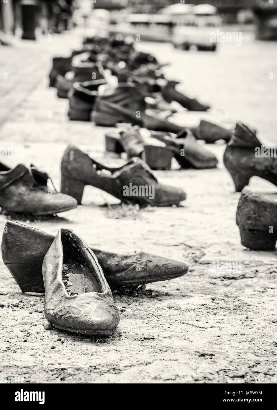 Shoes monument on the Danube bank is a memorial in Budapest, Hungary ...