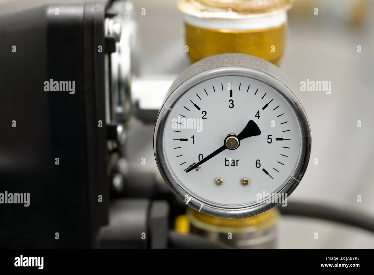 Compressor pump detail with manometer Stock Photo - Alamy