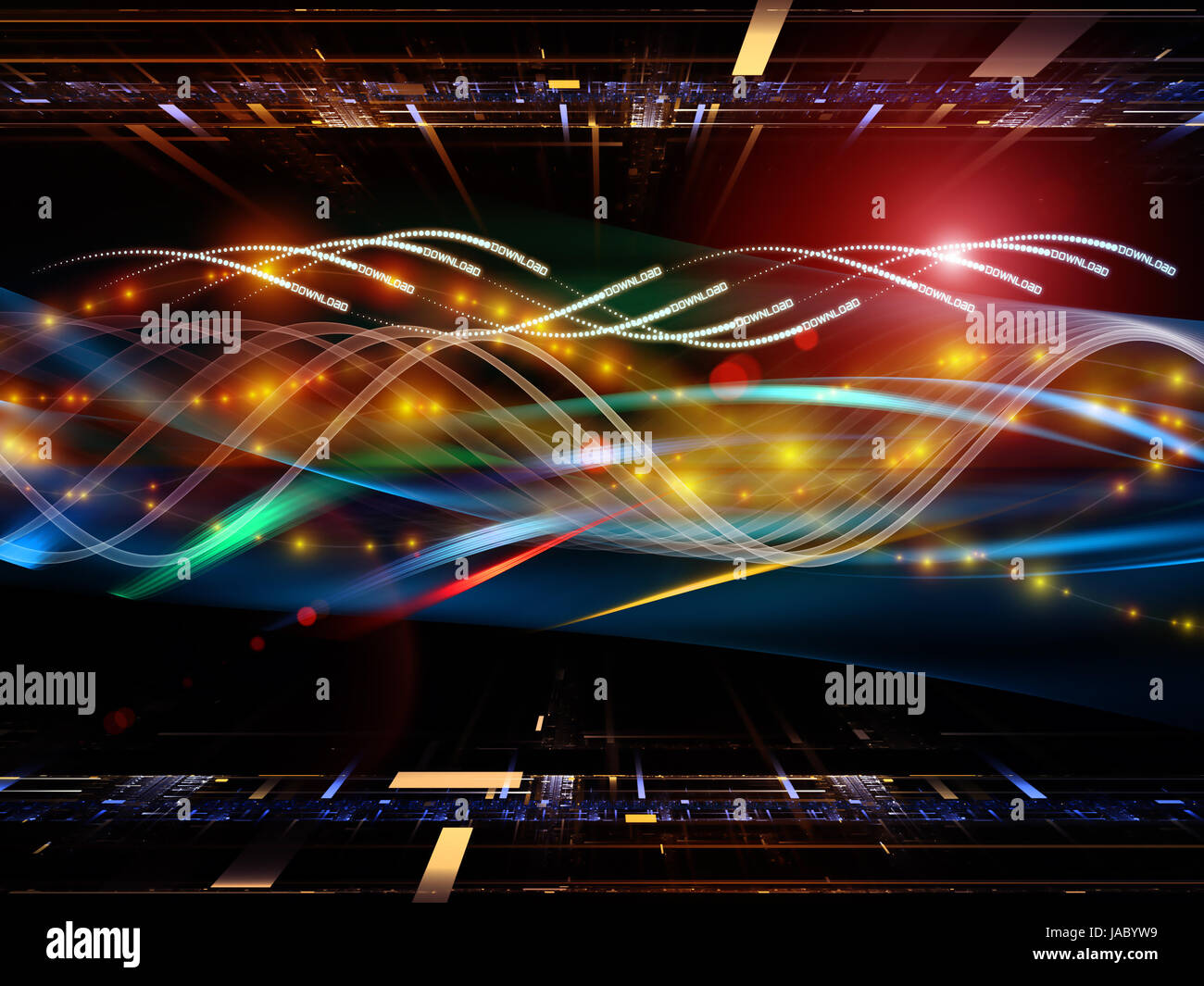 Arrangement of technological elements and directional abstract forms on ...