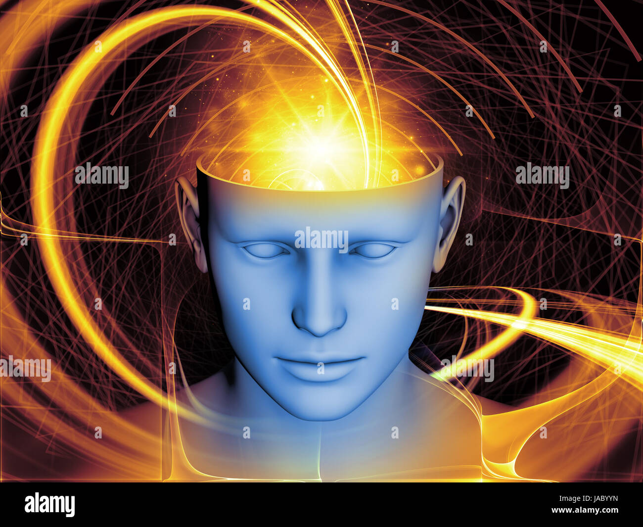 Composition of human head and symbolic elements to serve as a ...