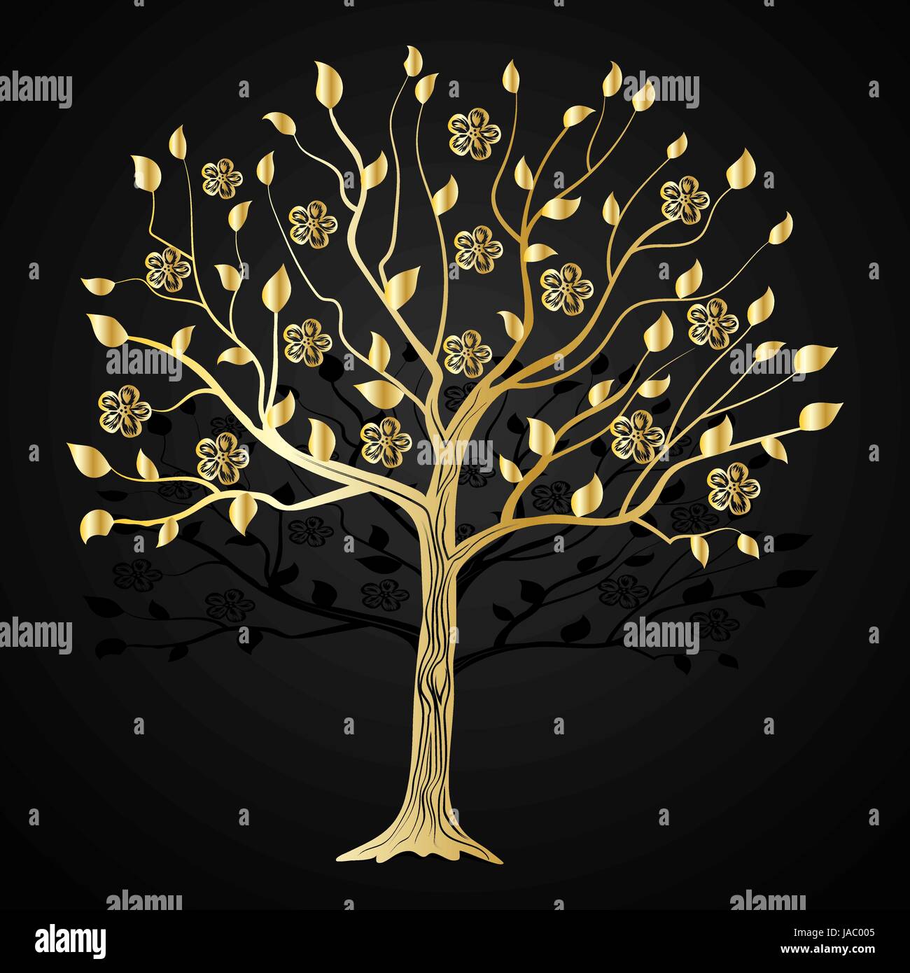 Gold tree with flowers Stock Vector Image & Art - Alamy