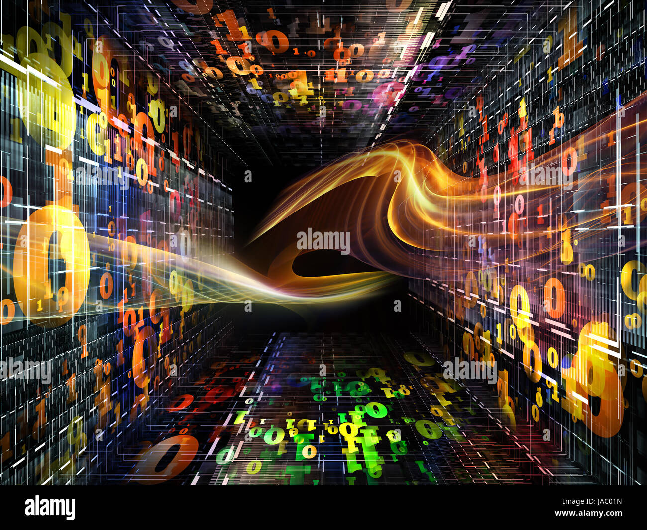 Number Tunnel series. Composition of colorful numbers and light waves ...