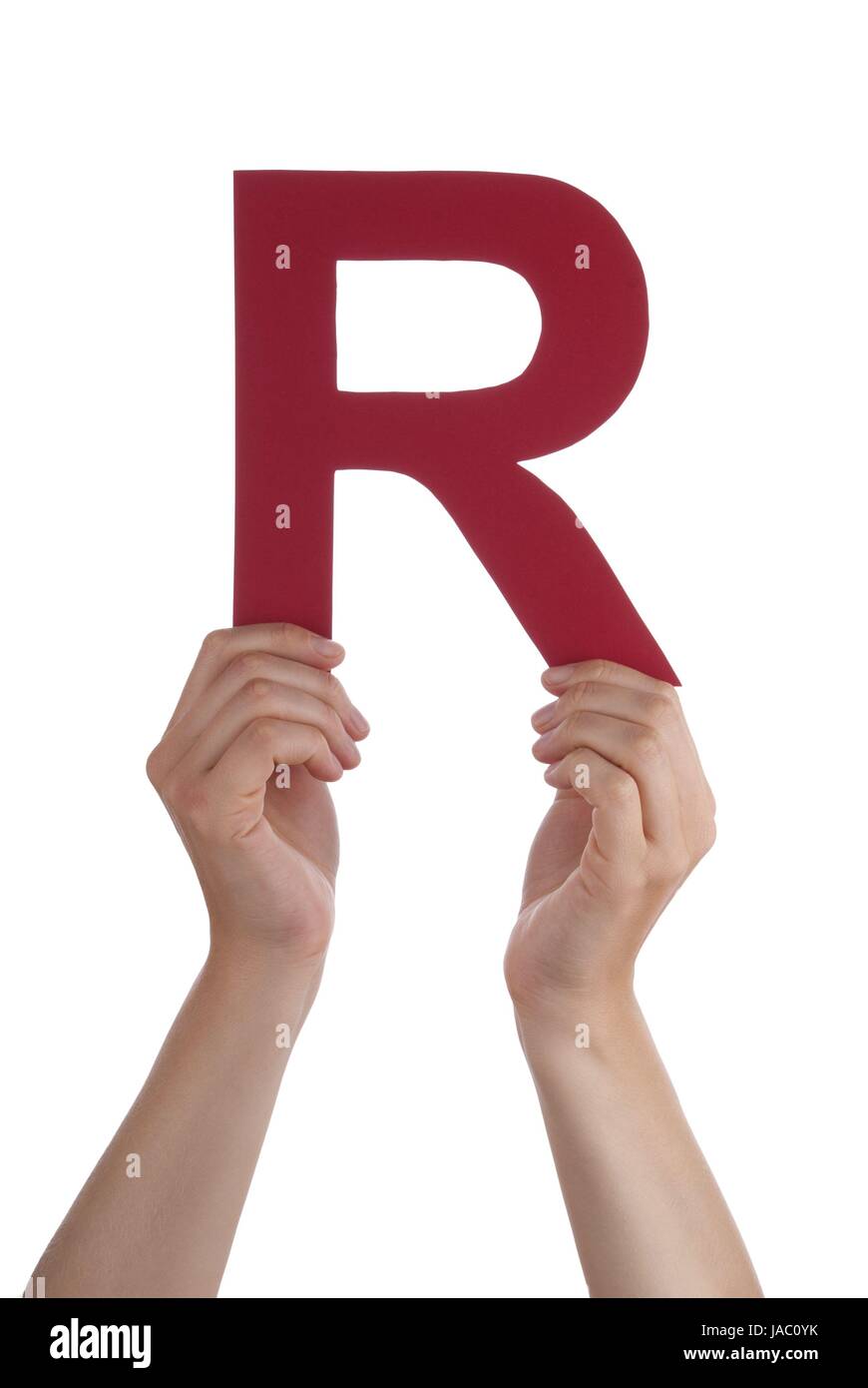 Two Hands Holding a Red R, Isolated Stock Photo - Alamy