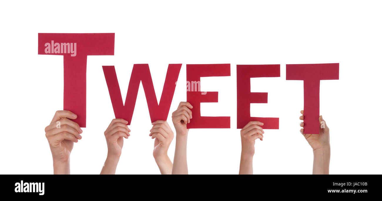 Many People Holding the Word Tweet in Their Hands, Isolated Stock Photo ...